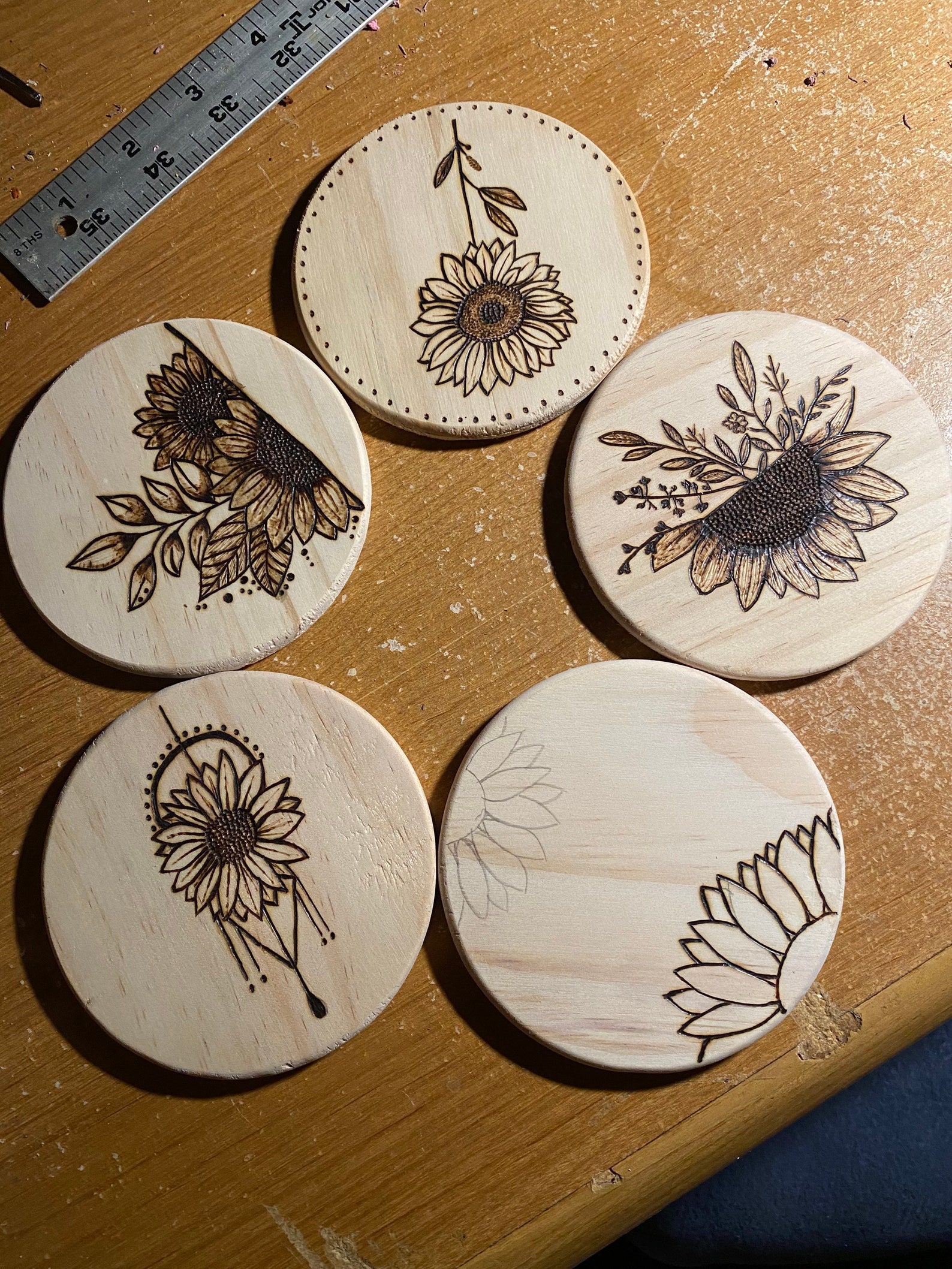 Woodburned Coasters - Etsy