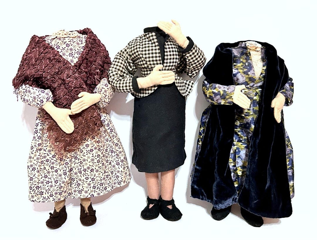 3 Vintage Headless Posable Old Lady Style Dolls Great for Halloween ...