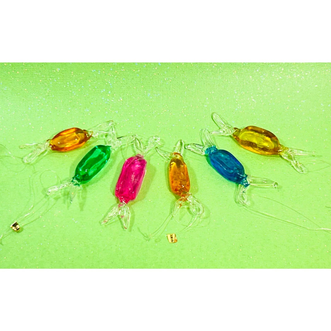 6 Pieces of Colorful Blown Spun Glass Wrapped Candy Ornaments - Etsy