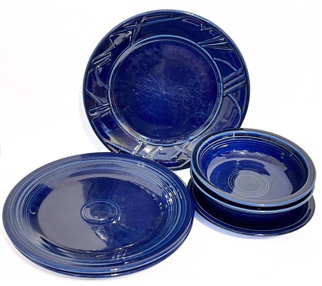 6 Pieces of Cobalt Blue Fiestaware Dishes * Well Loved Bowls & Plates ...