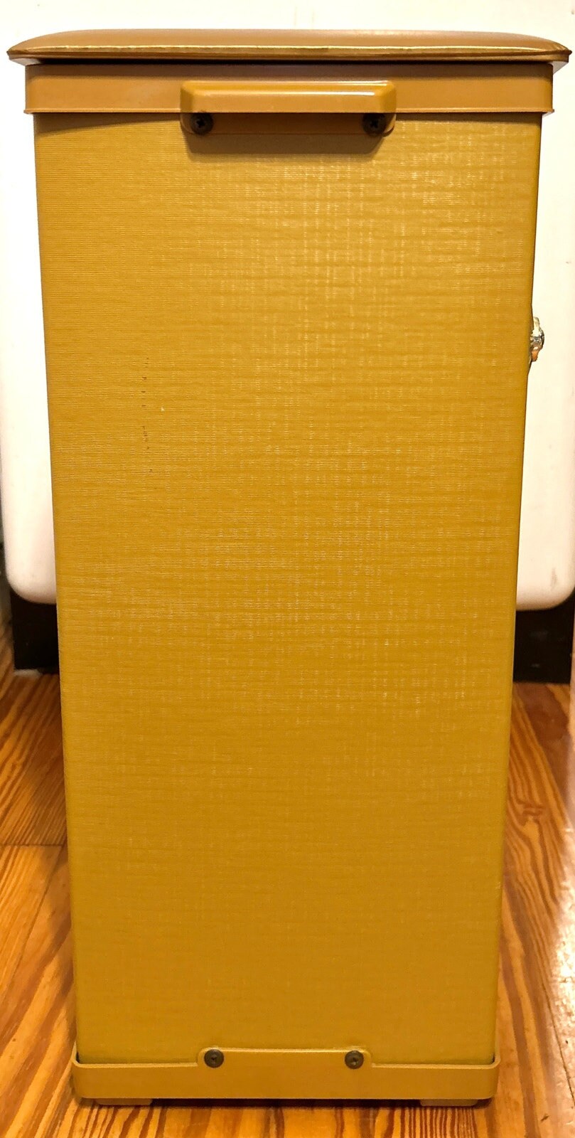 Vintage Pearl-wick Yellow Gold Laundry Hamper Clothes Basket W/ Handles ...