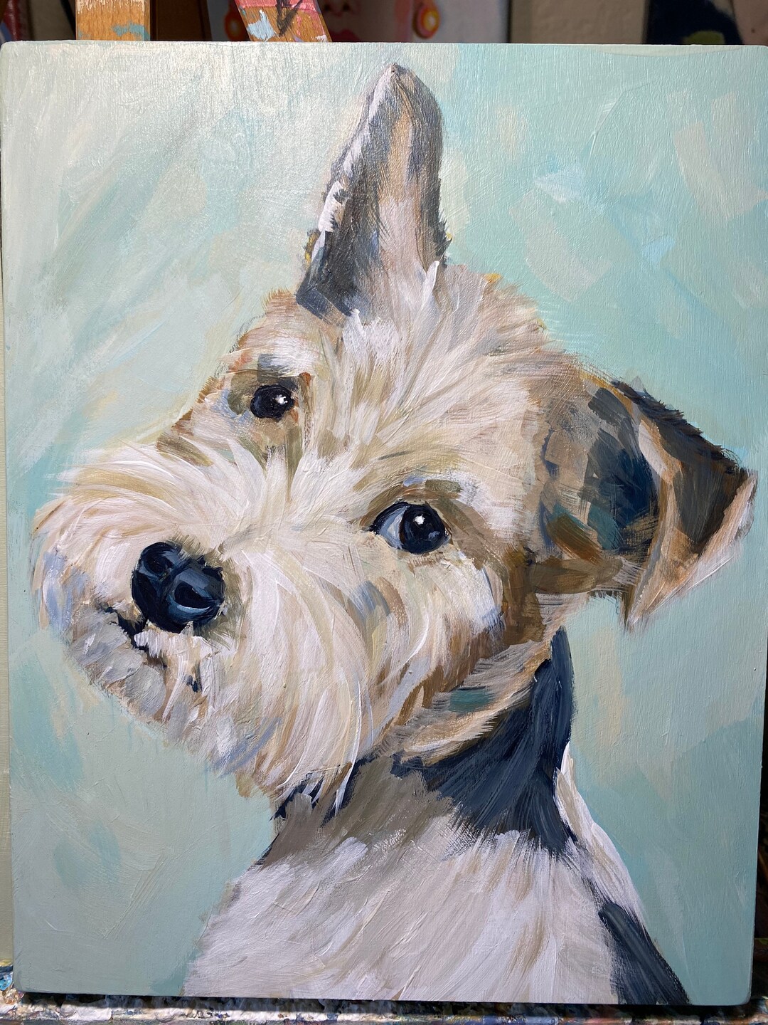 Fox Terrier, an Original Painting of a Vintage Terrier Circa 1890. Such ...