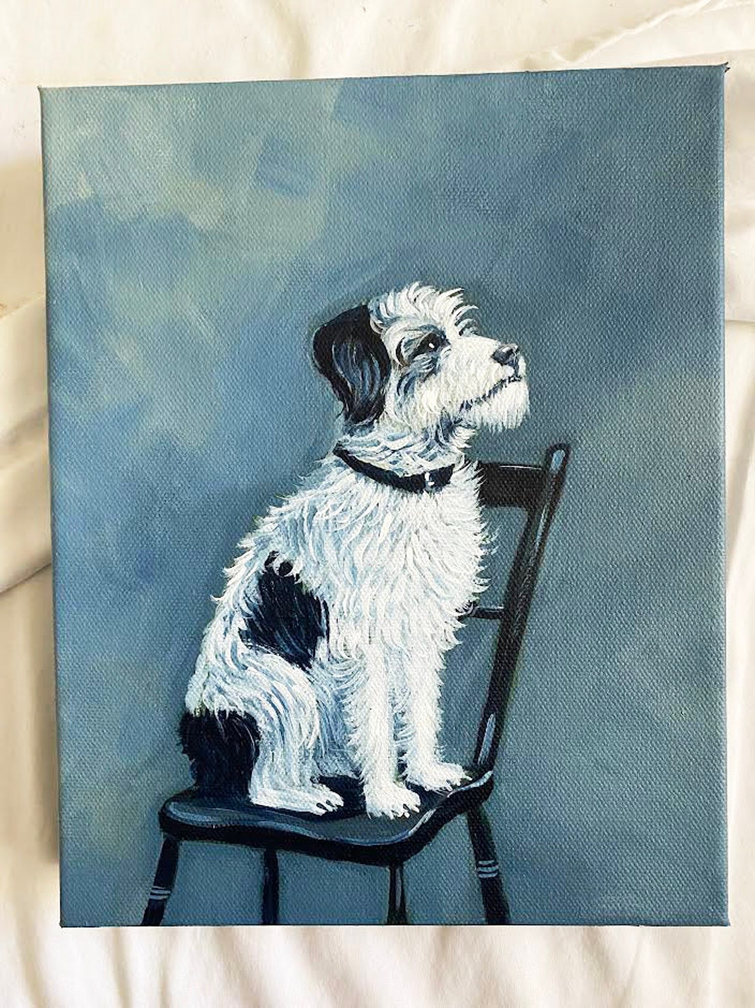 Vintage Dog Painting, Original Painting of a Cute Scruffy Vintage ...