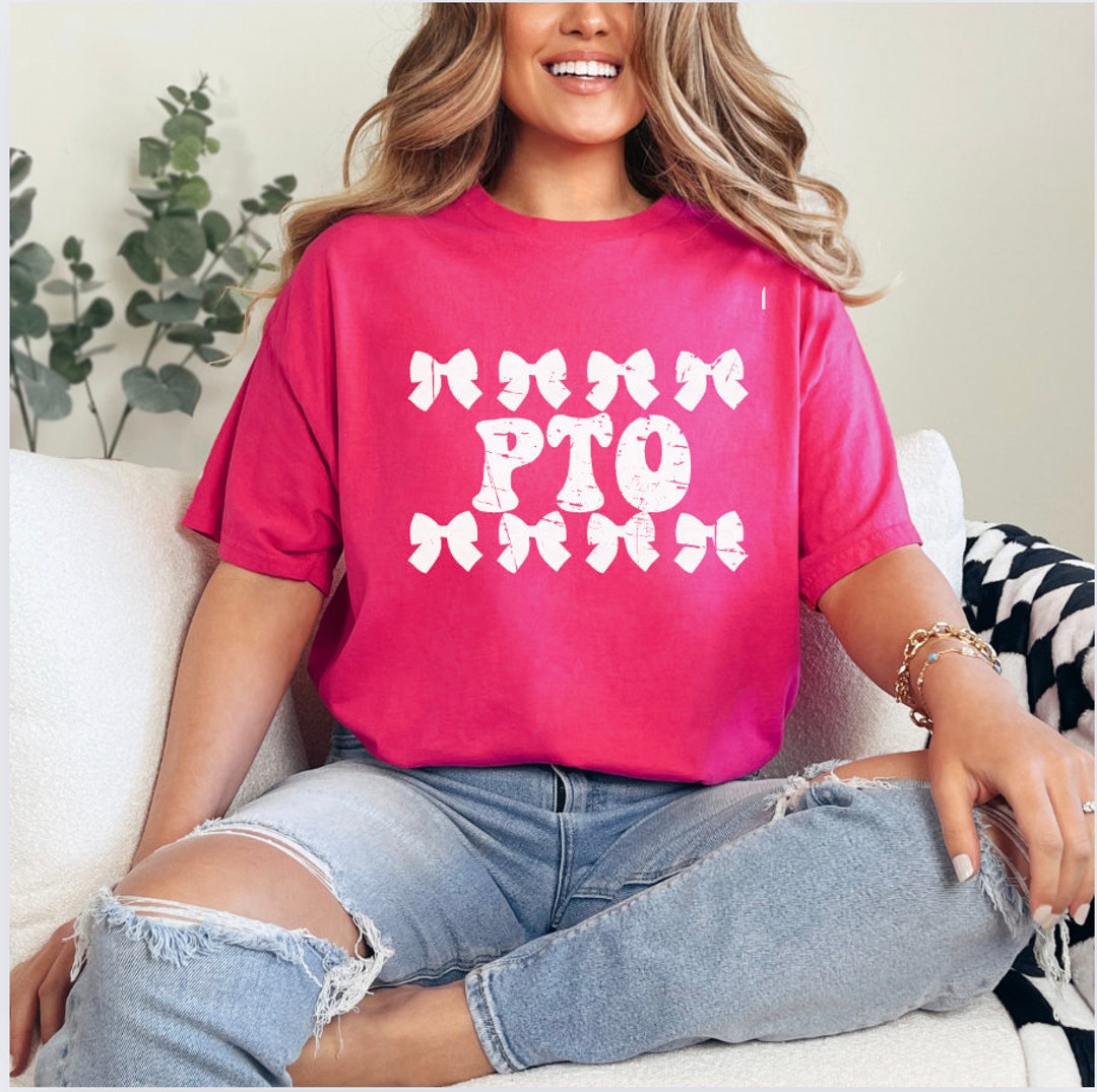 PTO Cute Bow Shirt Parent Teacher Organization School Volunteer Tshirt ...