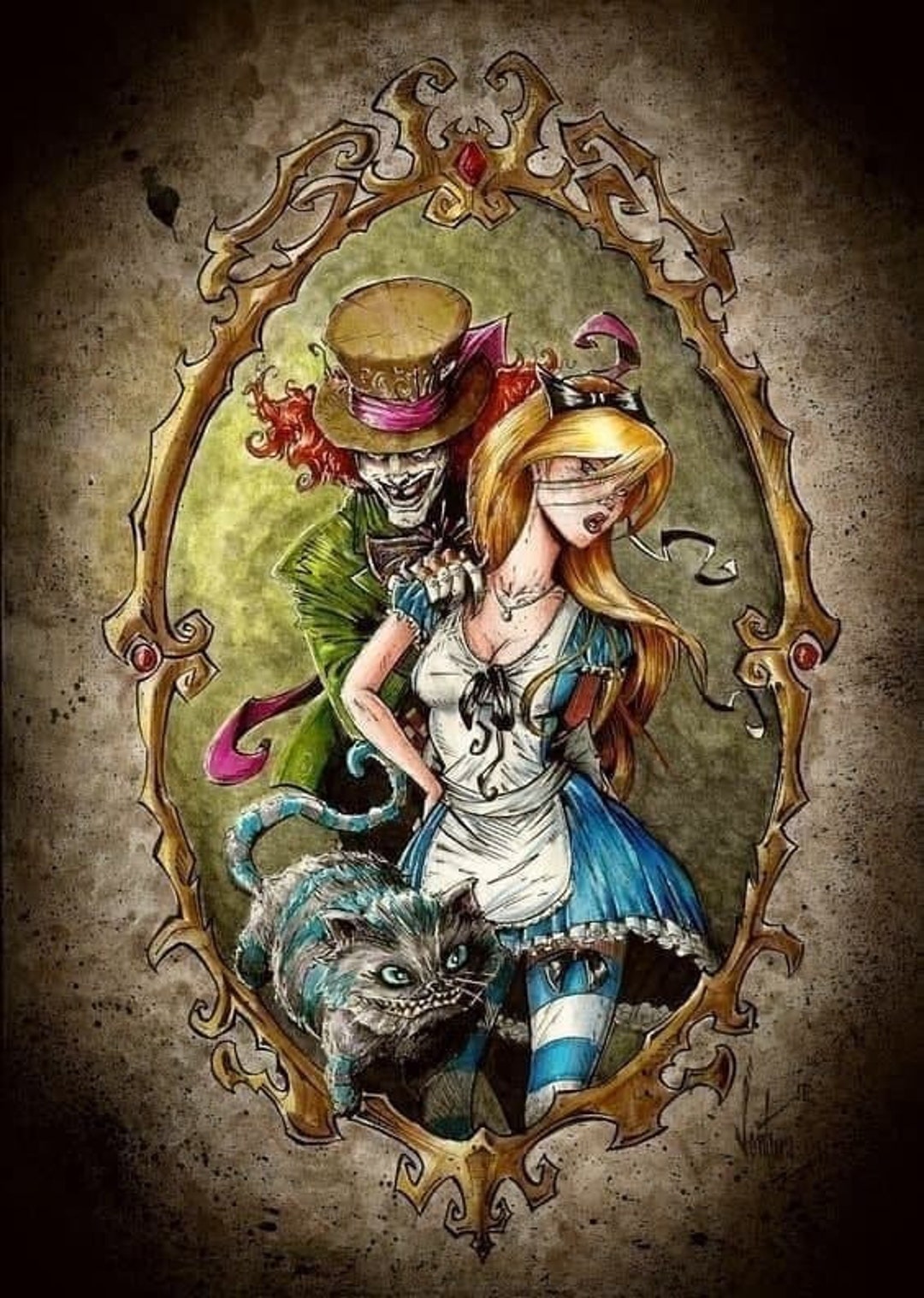 Alice And Hatter In Wonderland Top Beatiful Stl File 3d Printable Etsy