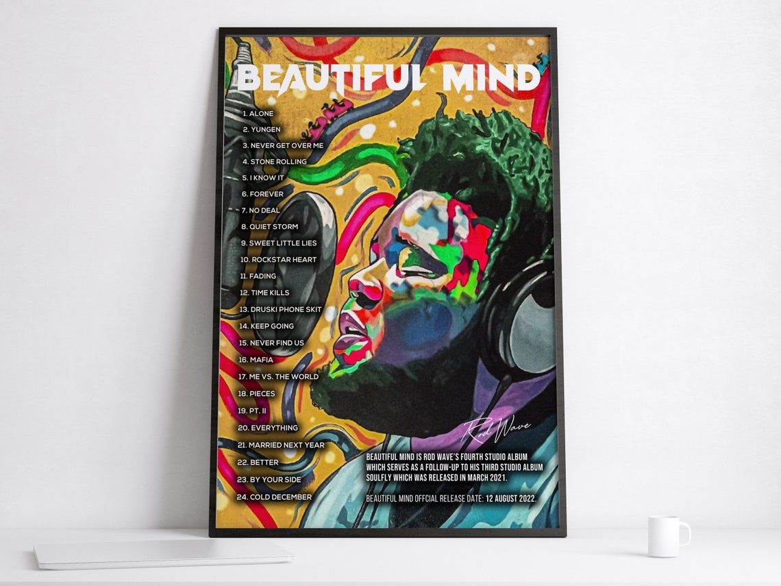 Rod Wave beautiful Mind Album Music Print Poster, Vinyl Record Plaque ...