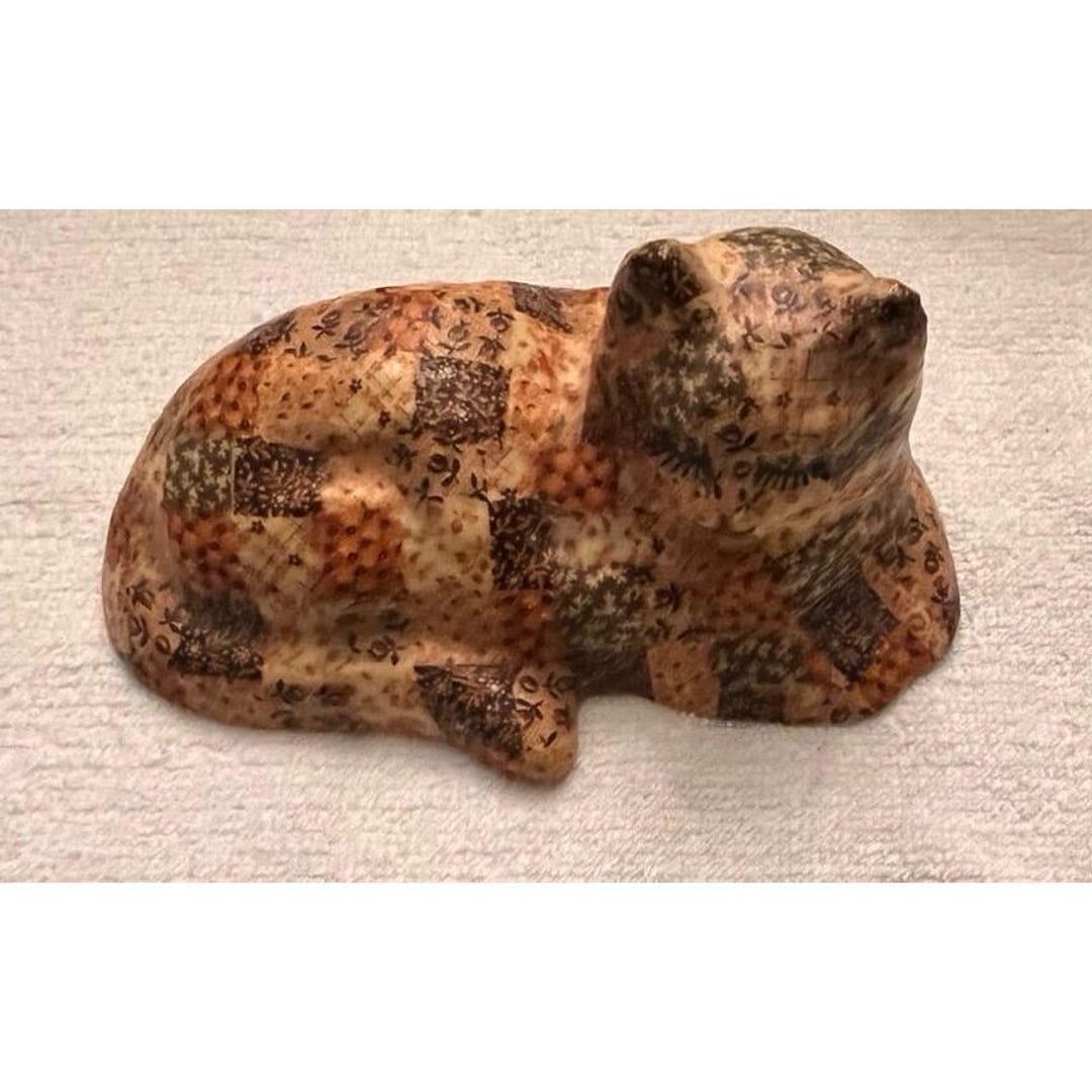 Vintage 1960s Style Plaster Patchwork Quilt Cat Statue - Etsy