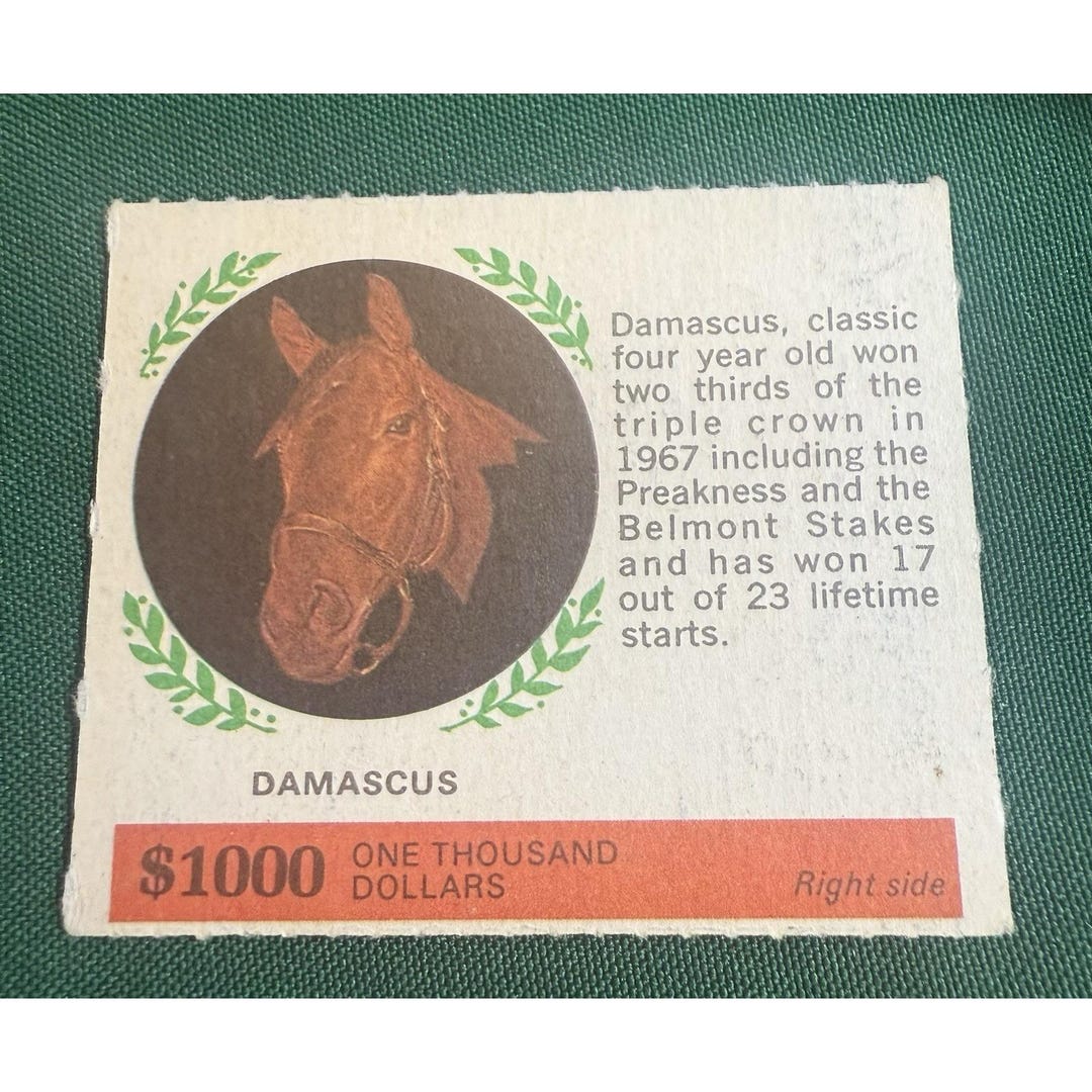 1968 American Oil Winners Circle Damascus Horse Trading Card - Etsy