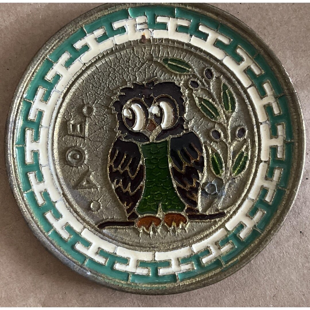 Greek Athena Owl Bronze Wall Plate Hanging Medallion AOE Alpha Theta ...
