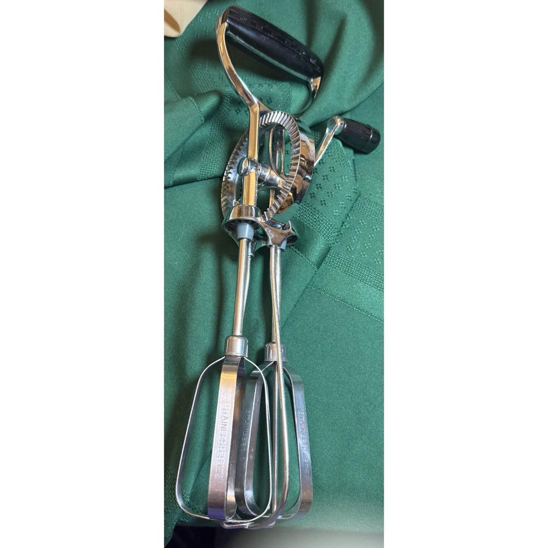 Vintage Ekco BEST Stainless Steel Rotary Hand Mixer Egg Beater Tool USA ...