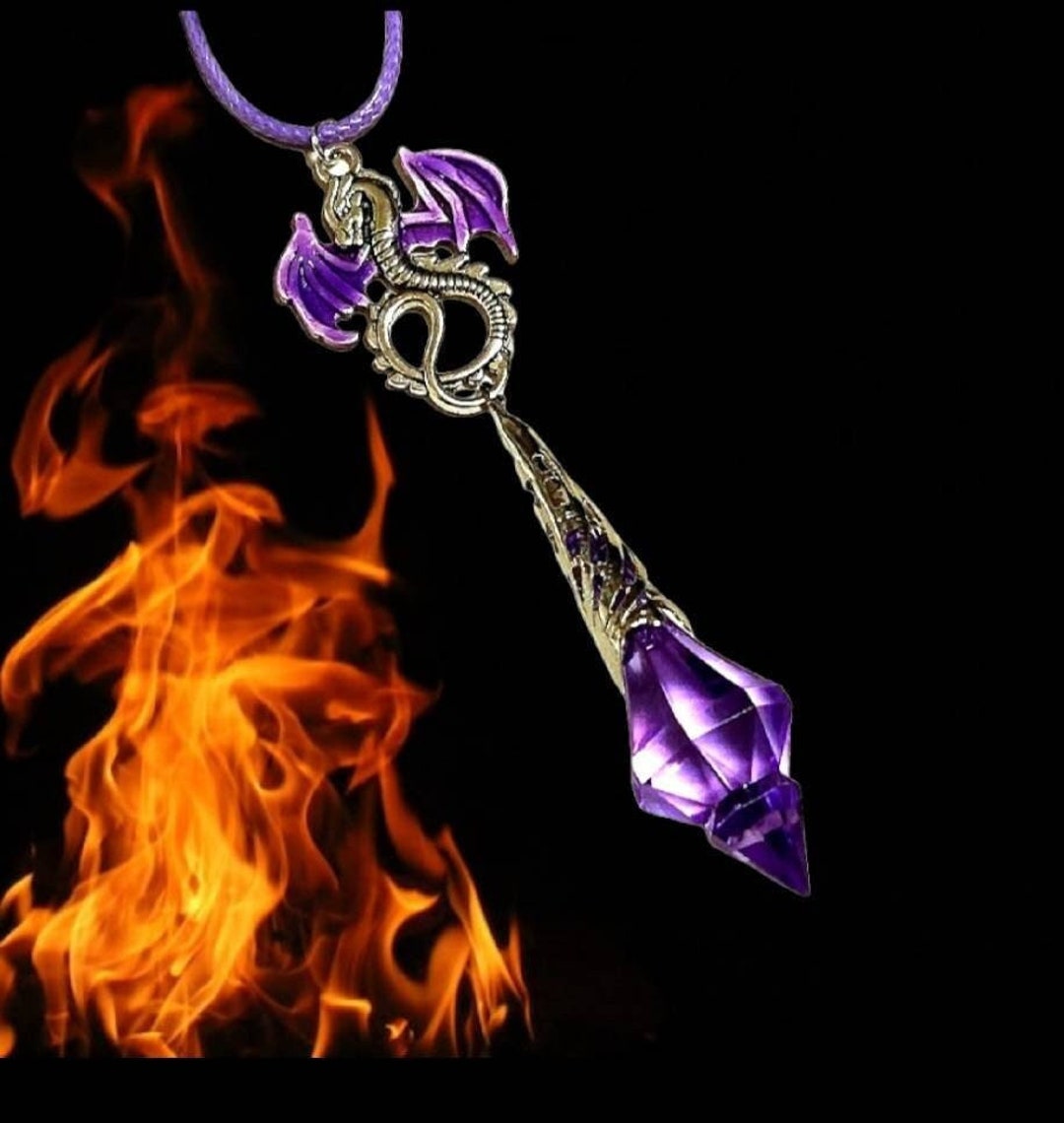 Glowing Dragon Core Necklace, Glow in the Dark Wings, Medieval Crystal ...