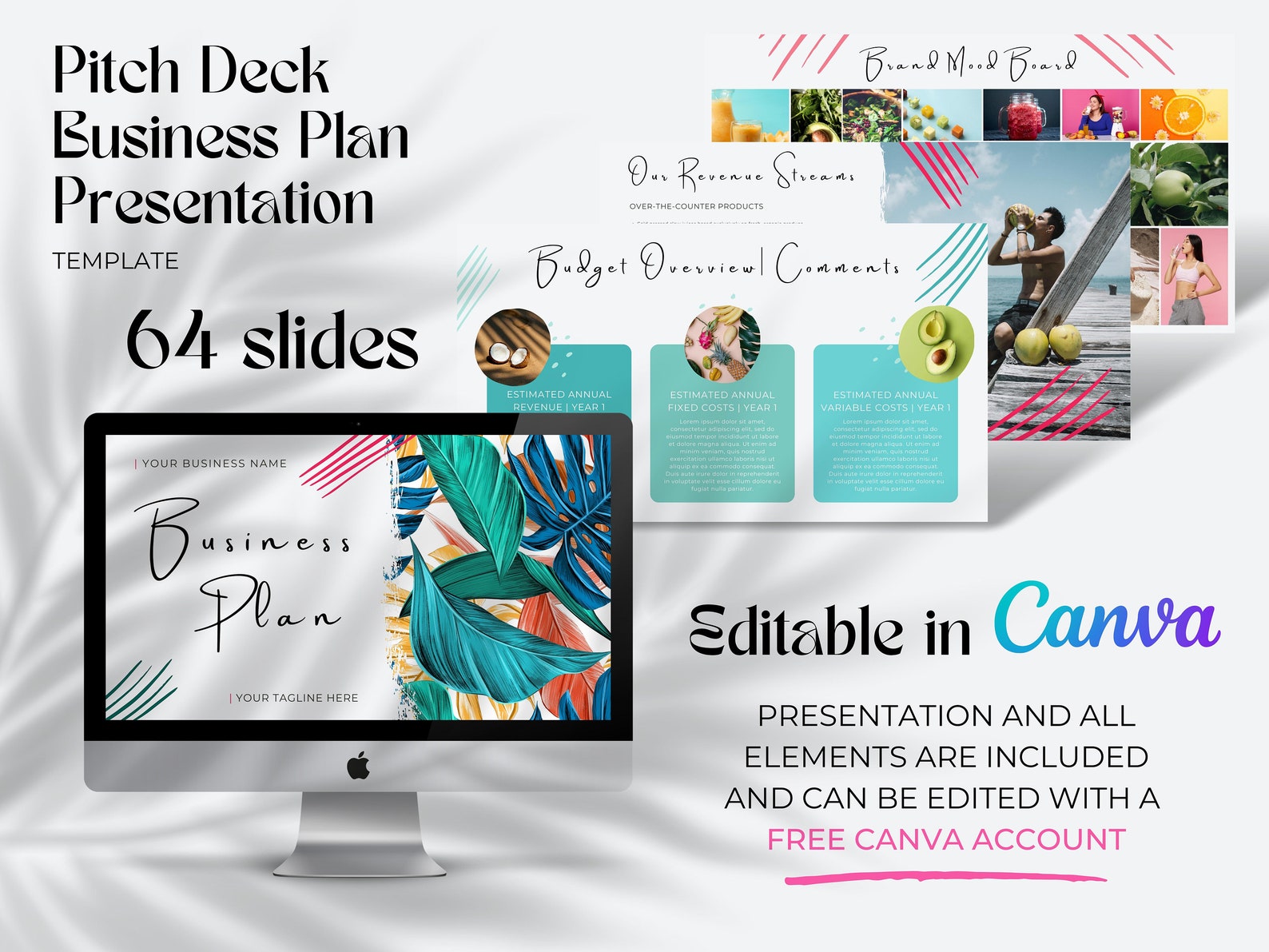 Canva Business Plan Template | 64 Slides With Images | Editable Pitch ...