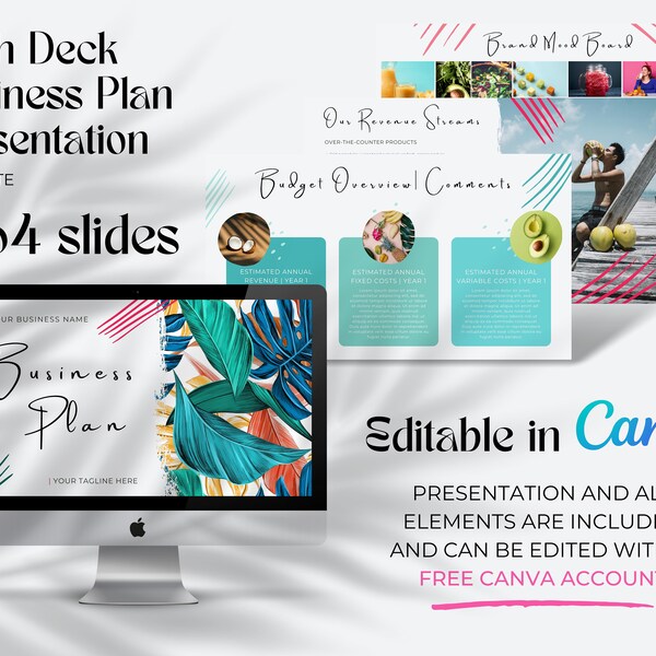 Canva Business Plan Template 64 Slides With Images Editable Pitch Deck ...