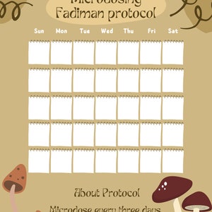 Microdosing Schedule Printable, Instant Download, Fadiman Protocol ...