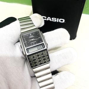 Rare Vintage Casio ABC-30 Data Bank Digital & Analog Black Dial Wrist ...