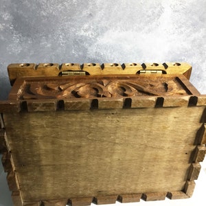 Vintage Walnut Carving Wooden Jewelry Box/ Handmade Box, Wooden Box ...