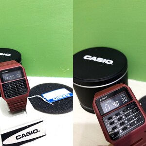 Casio CA-53W-4BDF/ Wrist Watch Burgundy Color/ Original Tin Casio Box ...