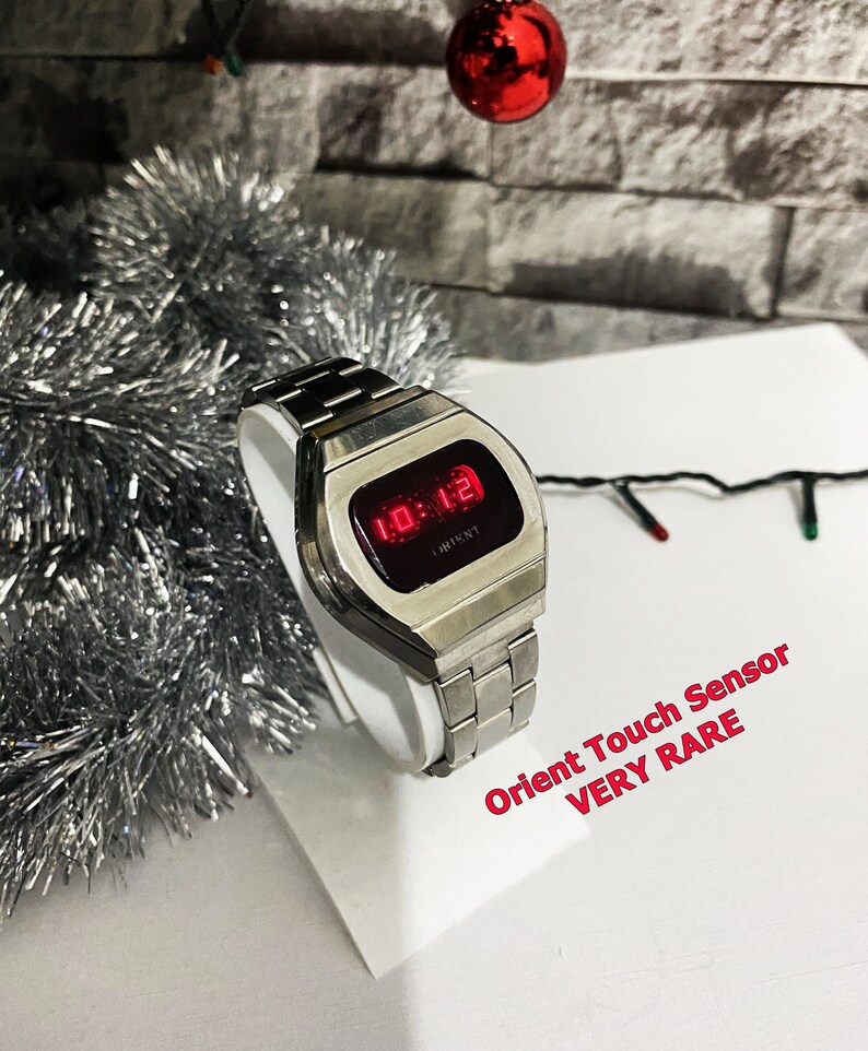 Vintage Orient Touch LED Sensor Watch/ H-680103-40 CA All Stainless Steel/ VERY Rare / Very Good ...