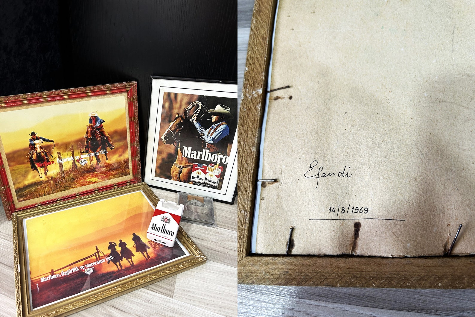 Set A Marlboro 1969s-1970s Original Vintage Framed Poster, Marlboro ...