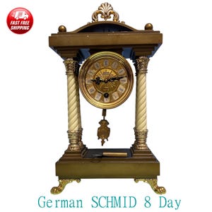 Vintage German SCHMID 8 Day Clock 1960s Mantel- Portal Clock With ...