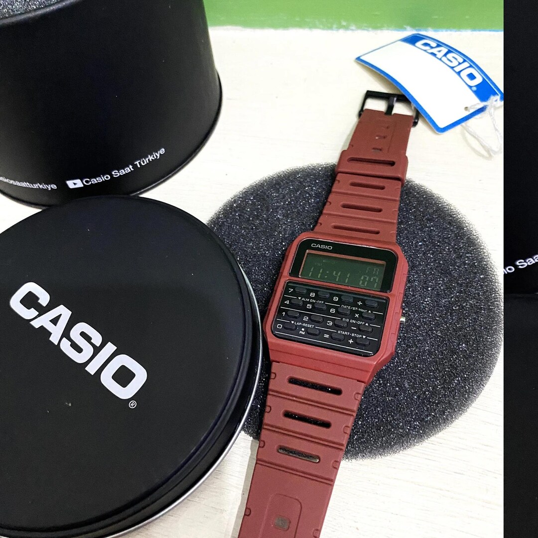 Casio CA-53W-4BDF/ Wrist Watch Burgundy Color/ Original Tin Casio Box ...
