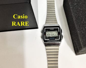 2pc Vintage CASIO A156W Digital Quartz Watch 80s Steel Band 1980s ...