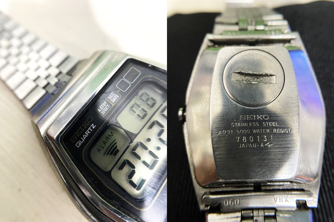 RARE Vintage Seiko A031-5000/ Quartz Stainless Steel LC Digital Alarm ...
