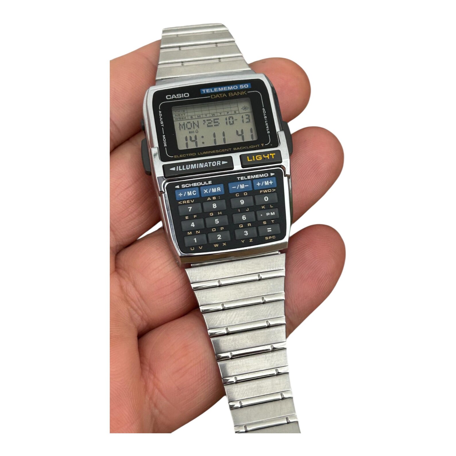 Execelent Nos Casio Dbc-63 Databank Telememo 50 Memory Calculator Watch ...