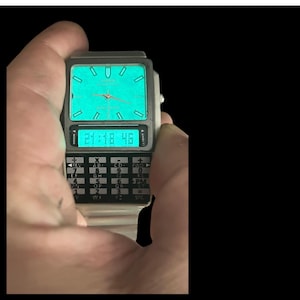 Rare Vintage Casio ABC-30 Data Bank Digital & Analog Black Dial Wrist ...