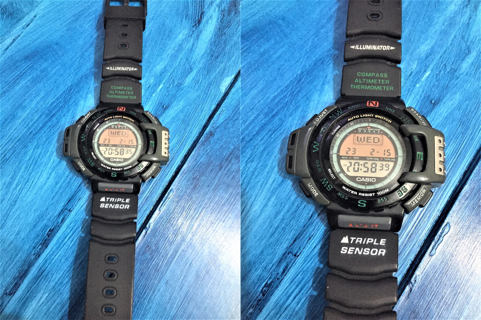 Vintage Men Casio PRT Pro Prt-40 / Modüle 1470 TEK/ Watch Triple Sensor ...