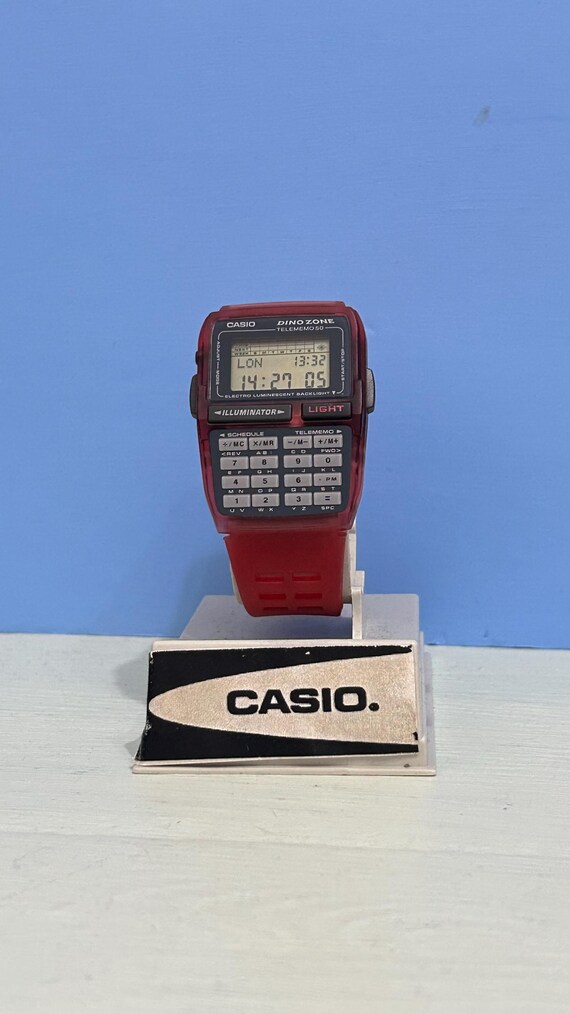 RARE RED Vintage Casio Dino Zone 1990s Databank Cal… - Gem