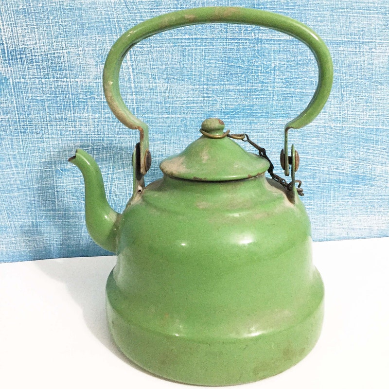 Green Enamel Teapot - Etsy