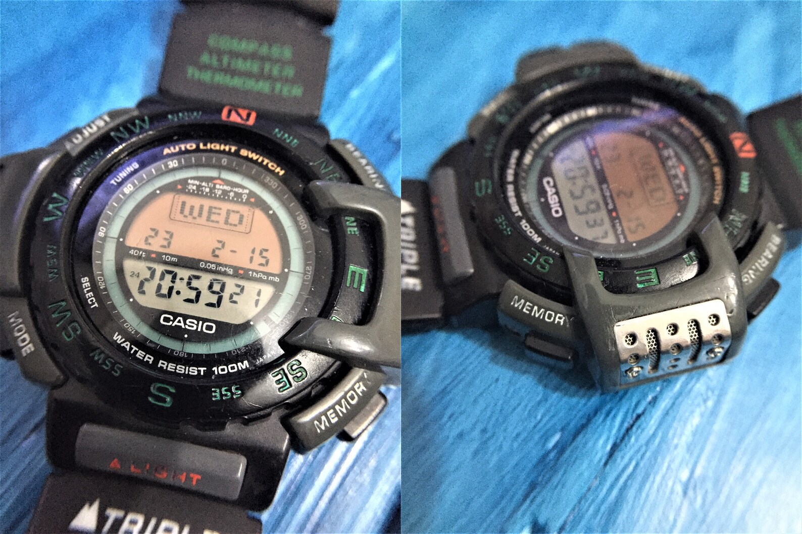 Vintage Men Casio PRT Pro Prt-40 / Modüle 1470 TEK/ Watch Triple Sensor ...