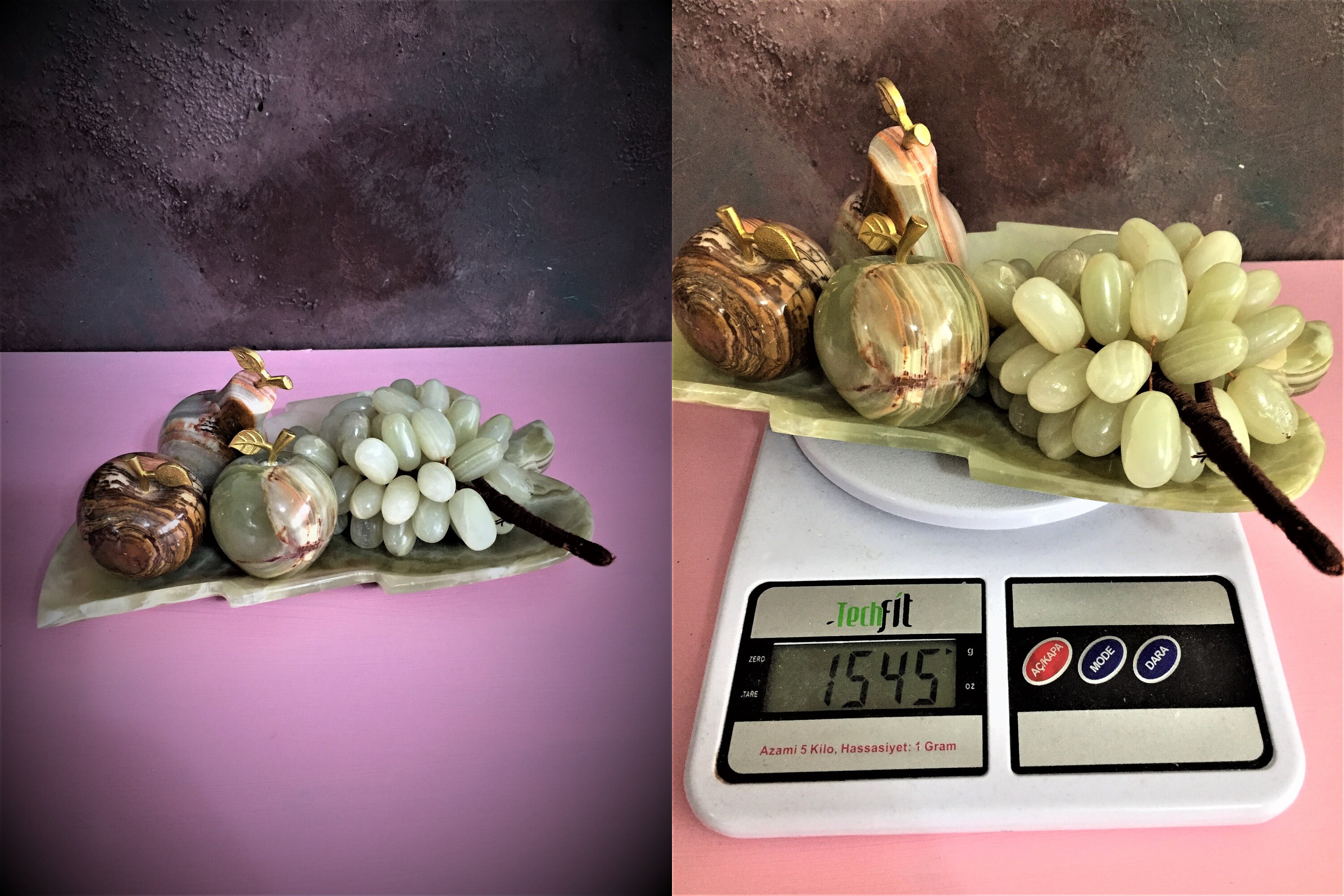 Handmade Onyx Marble Fruit Set/ Apple Pear Grape Slice / Gorgeous Home ...