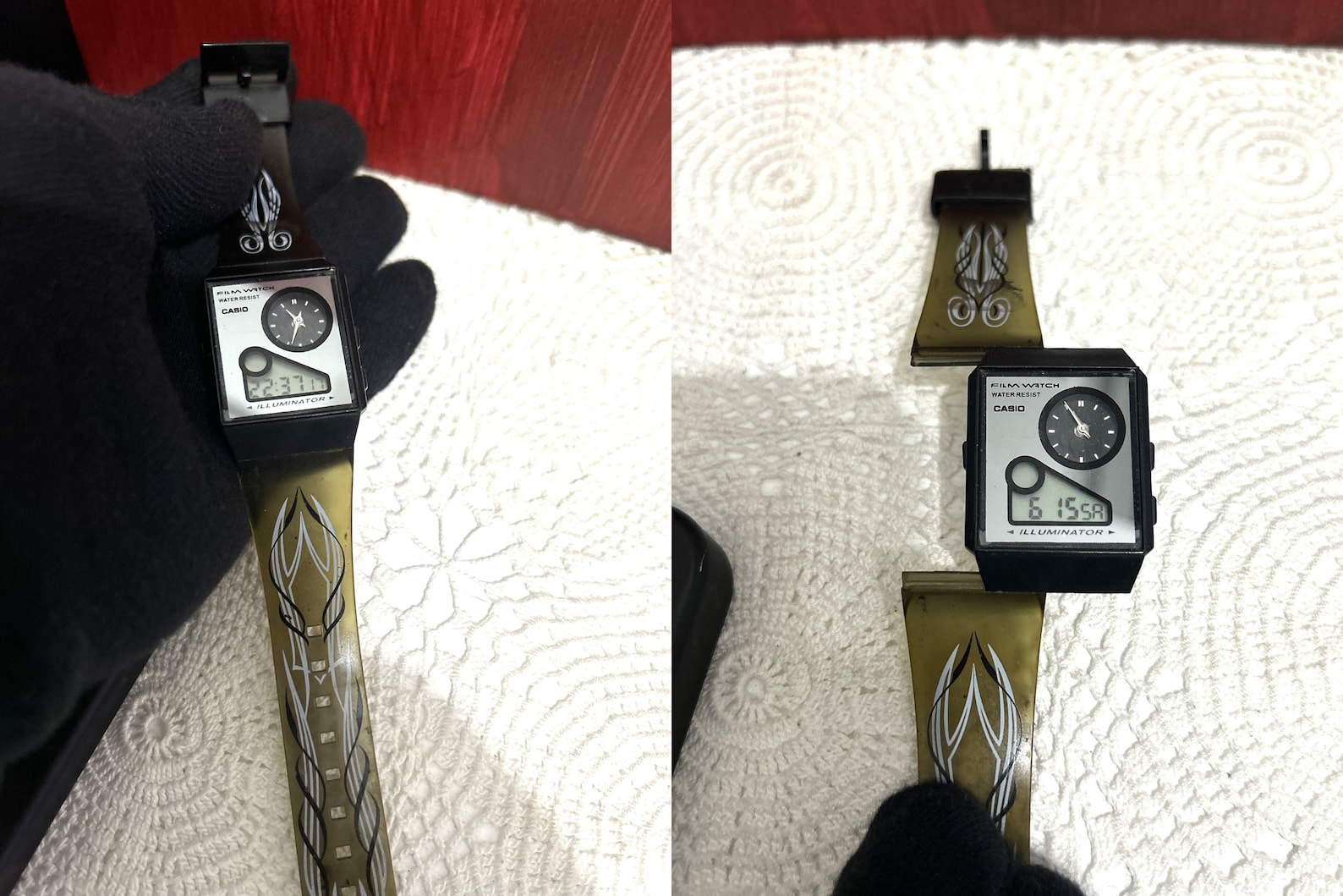Vintage CASIO Filmwatch FS-03 (5858) Dual Time Quartz Watch and Digital ...