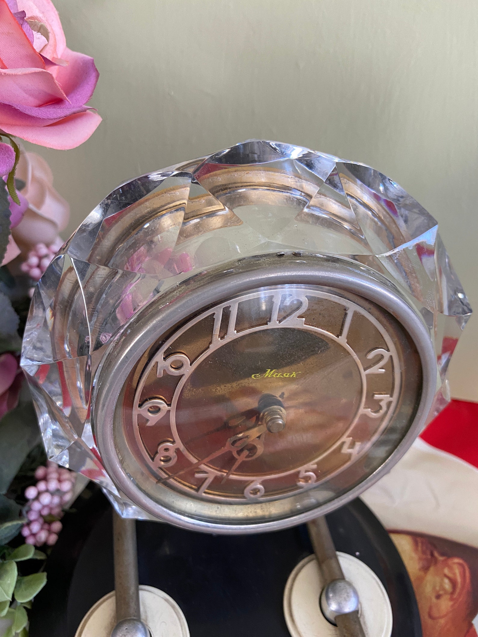Vintage MAJAK Winting Table Clock Mantel 8 Days Clock Majak USSR ...