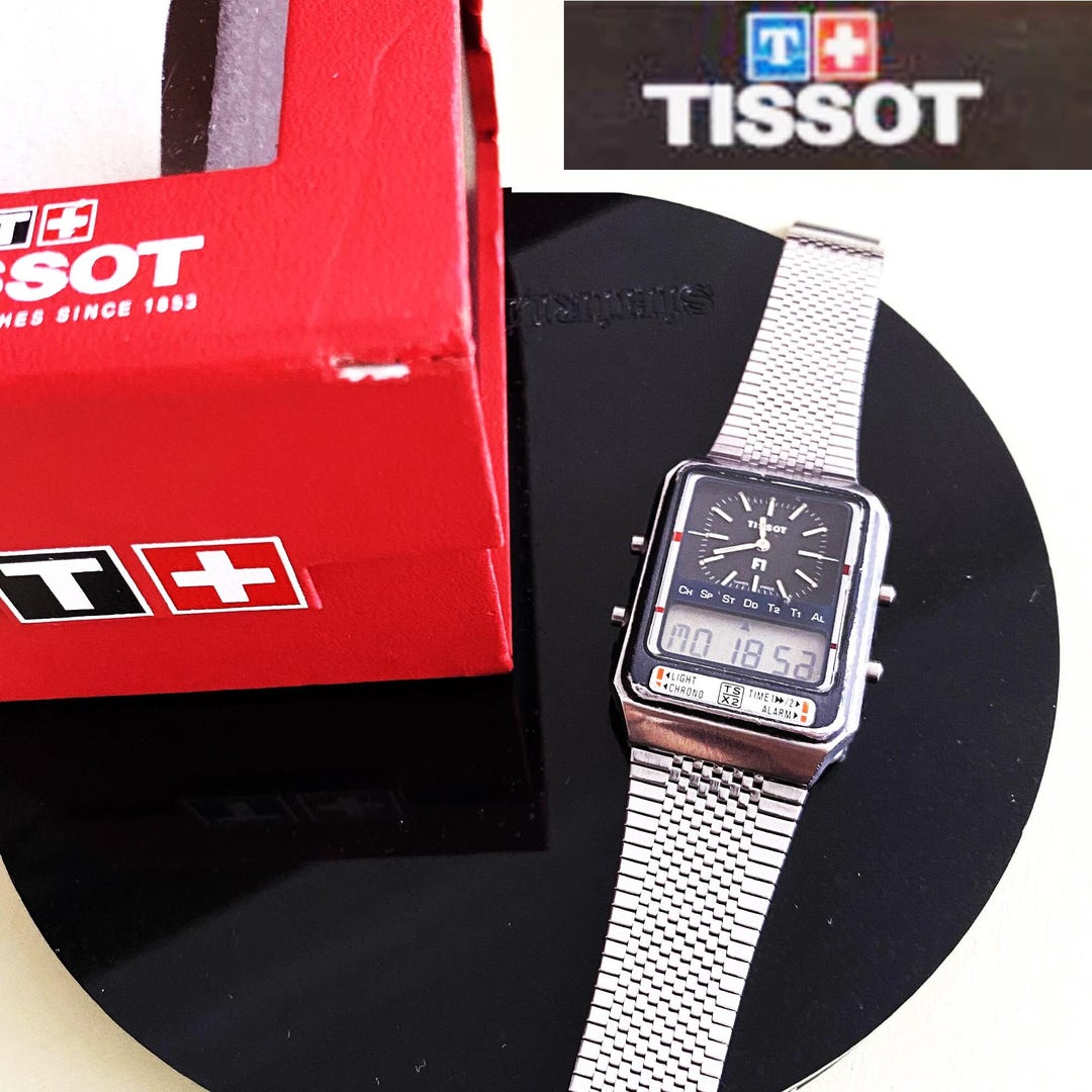 Vintage Tissot F1 TS X2 Analog Digital Quartz Cal.2045/ Silver Case ...