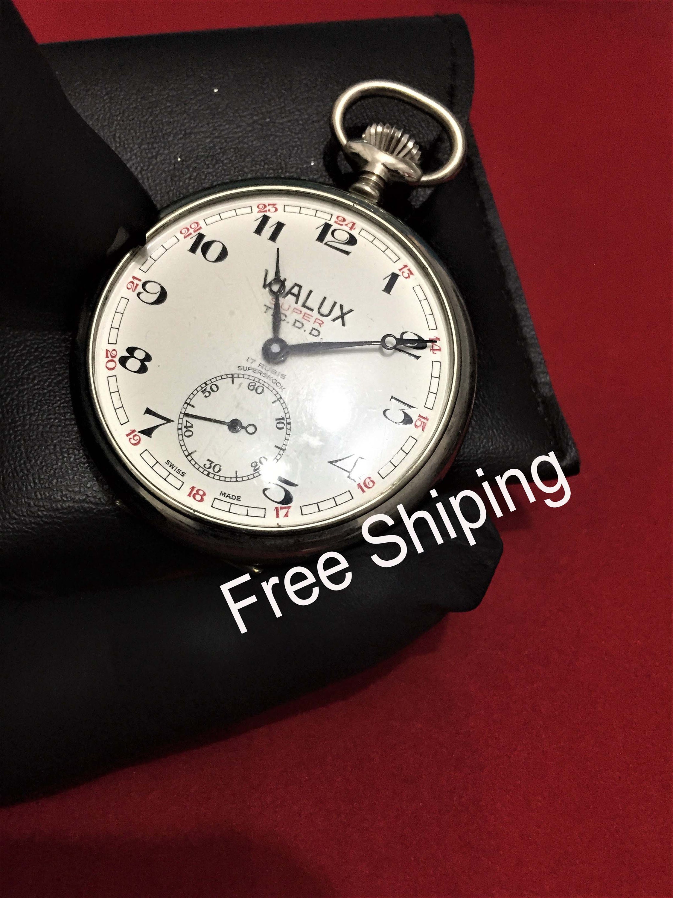 Vintage Vialux TCDD Rail Road /pocket Watch 17 Jewels/ With Leather Bag ...