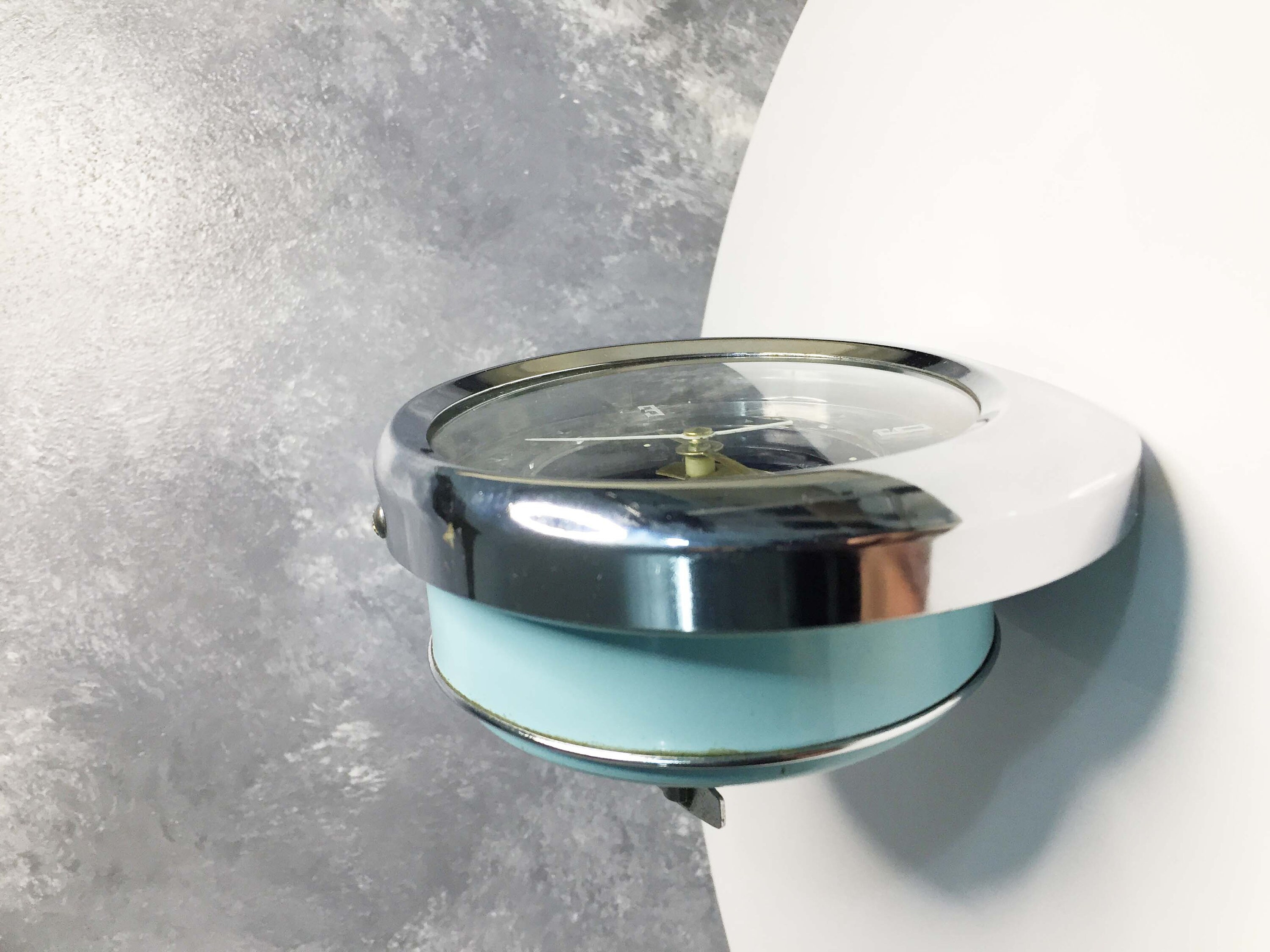 Vintage /antique 1960s Turquoise Metal Modern Alarm Clock / Mechanical ...