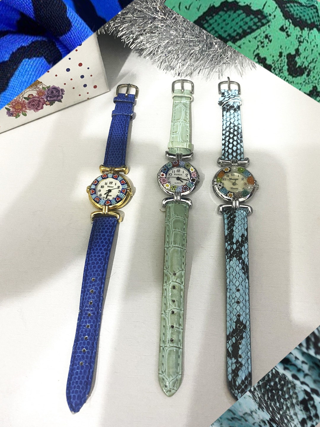 Set of 3 Murano Glass venice Women's Watch/ Very Good Condition ...