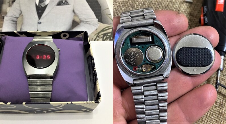 Mens Vintage Swiss Made 1970s/ Red Led Watch / Made Case, USA National ...