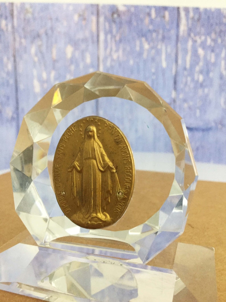 Virgin Mary Crystal Icons Gold Color/ Christ Icon Art Handmade/desk ...