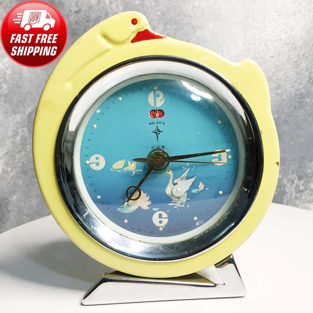Vintage Polaris 1960s Swan Action Alarm Clock Chinese Design./swan ...