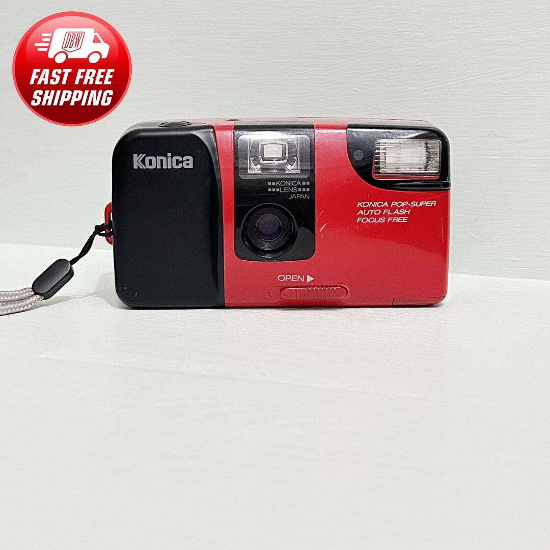 Rare Konica POP-SUPER Red 35mm Film Camera Japan/ Very Good Condition ...