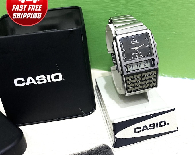 Rare Vintage Casio ABC-30 Data Bank Digital & Analog Black Dial Wrist ...