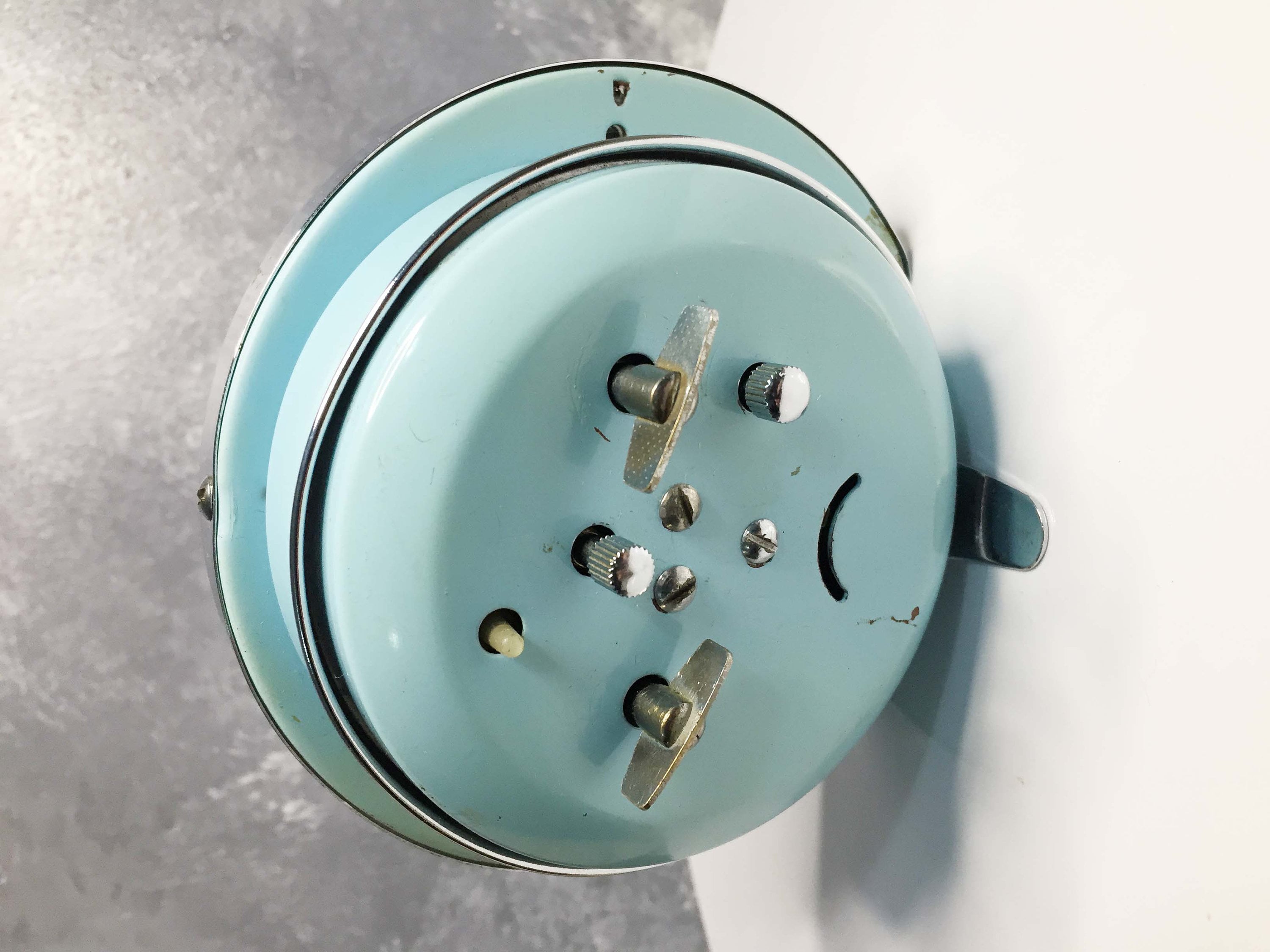 Vintage /antique 1960s Turquoise Metal Modern Alarm Clock / Mechanical ...