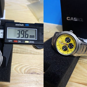Unused Rare Yellow Dial /casio EF-307 Wrist Watch/stainless Stell / Men ...