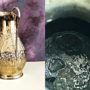 Vintage Arabic Persian Brass Pitcher, 3D Design, Engraving Workmanship ...