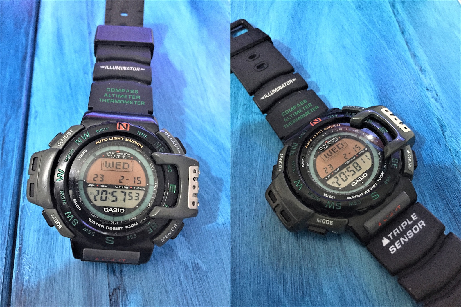 Vintage Men Casio PRT Pro Prt-40 / Modüle 1470 TEK/ Watch Triple Sensor ...