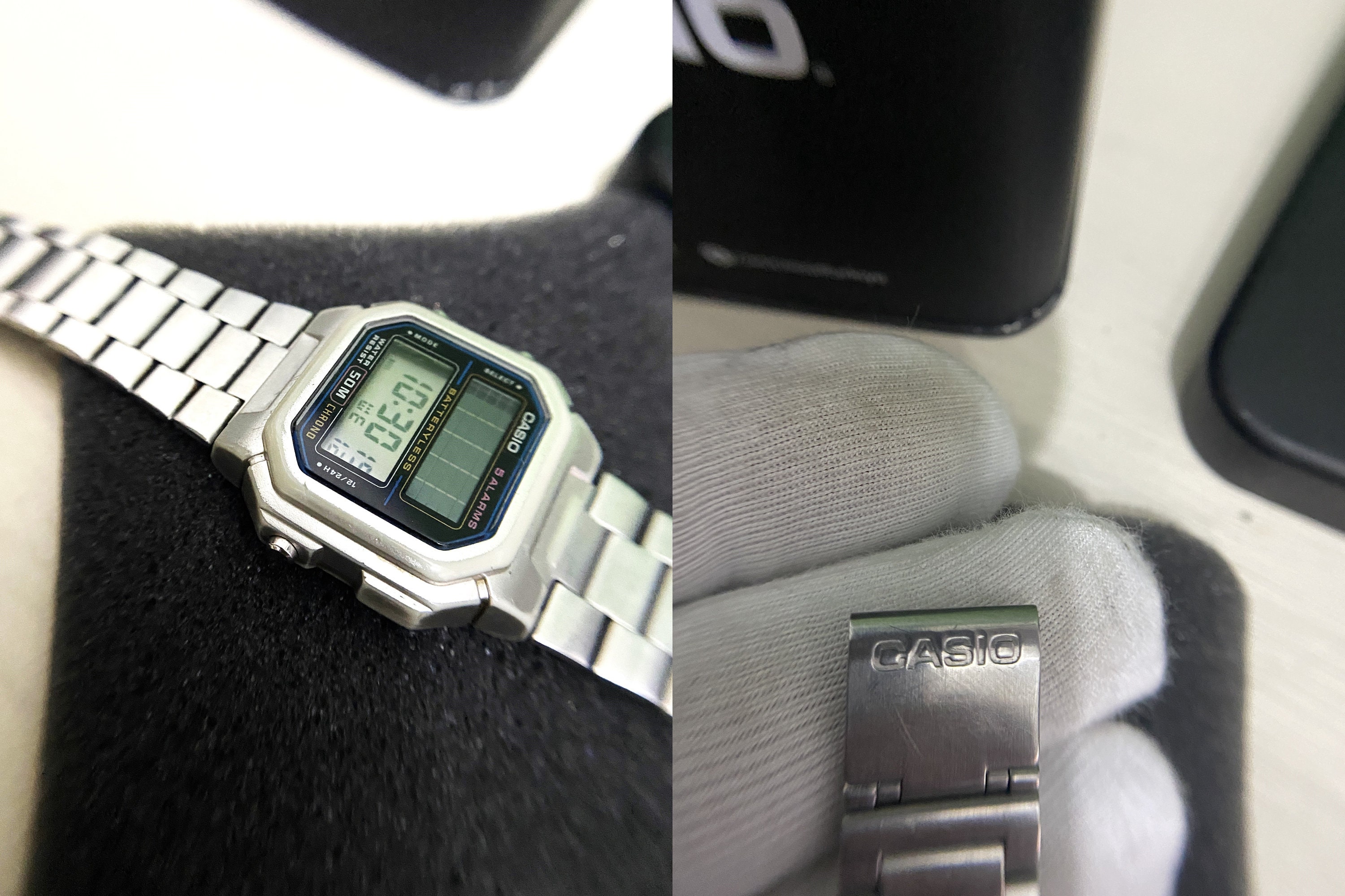 Vintage Silver Tone Casio AL-190W SOLAR Power / 3274 Module LCD Digital ...